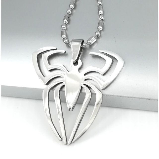 Chrome Stainless Steel Spiderman Spider Pendant 24" 61cm Mens Boys ...