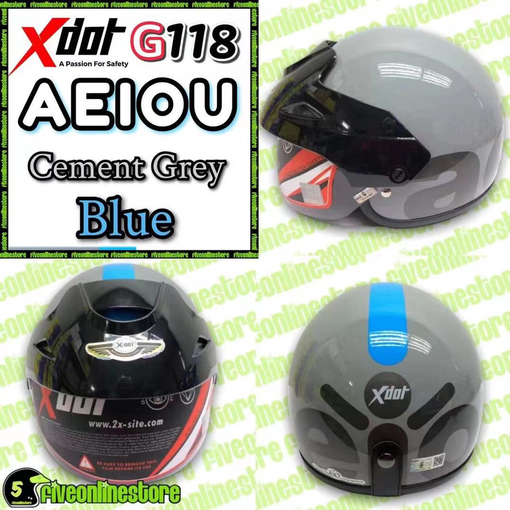 XDOT G118 AEIOU Half Cut Helmet SIRIM ORIGINAL Topi Keledar Kura Motor ...