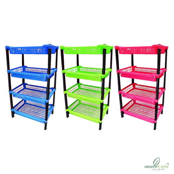 Applelady 4- Tier Multipurpose Stackable Plastic Storage Rack / Storage ...