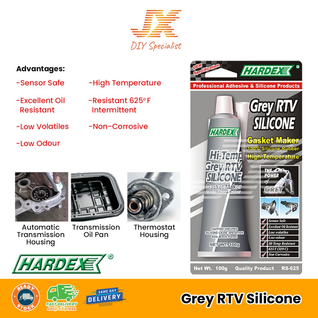 HARDEX RS625 Grey RTV Silicon Gum Gasket Maker High-Temperature 100g ...