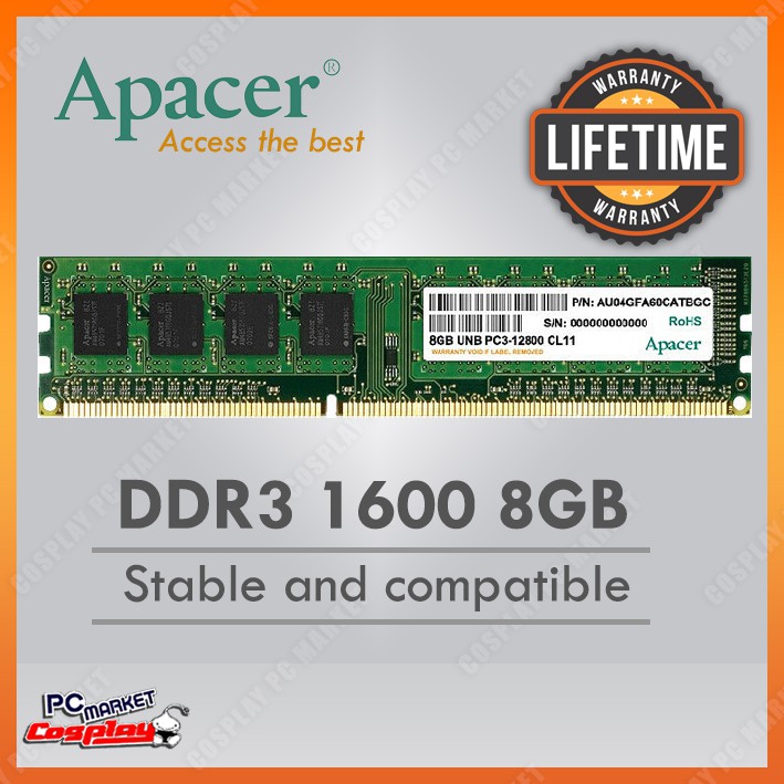 APACER (Lifetime Warranty) 8GB 1600MHz DDR3 Desktop 100% NEW RAM Memory | Shopee Malaysia