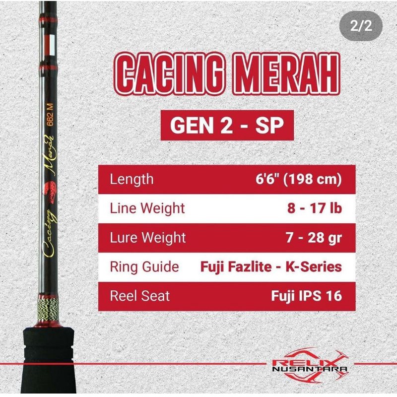 MERAH Red Worm Rod gen 2 662 M 8-17 lb spinning | Shopee Malaysia