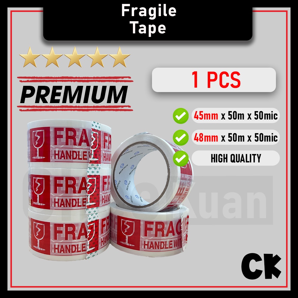 FRAGILE OPP TAPE 48MM 45MM (50 METER) (1 PC) [FT01] | Shopee Malaysia