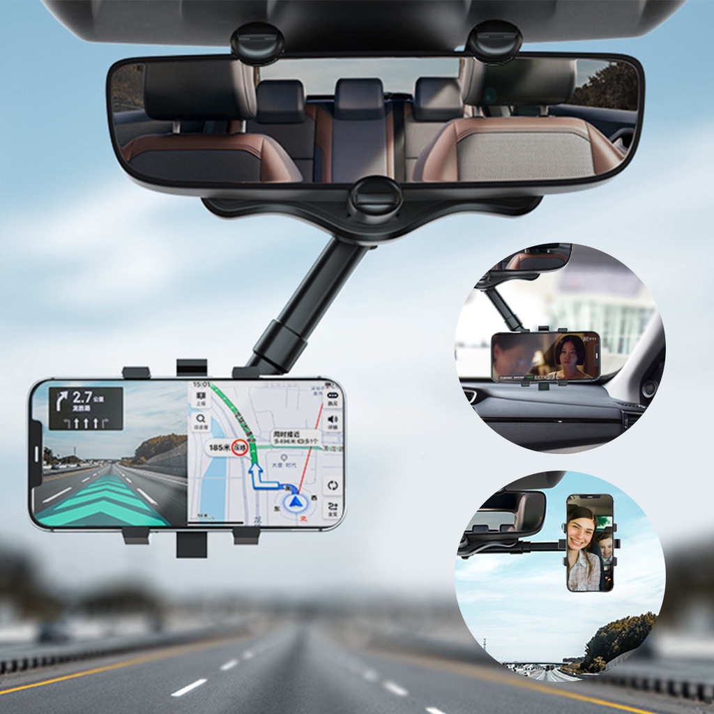 Mini Car Mirror Clip Phone Holder Anti-Shock in Car Rear View Mirror ...