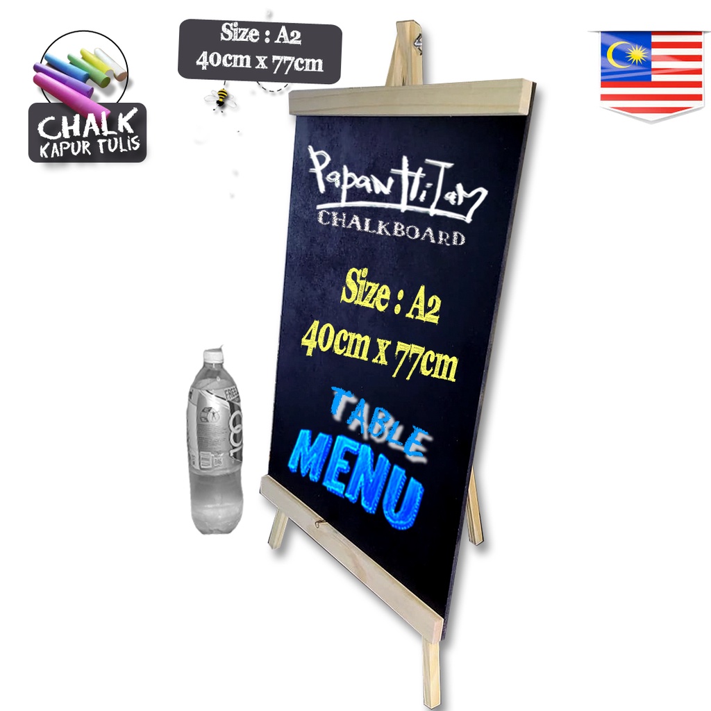 A2 (77cm*40cm) Big Table Menu Wood ChalkBoard Blackboard Papan Hitam ...