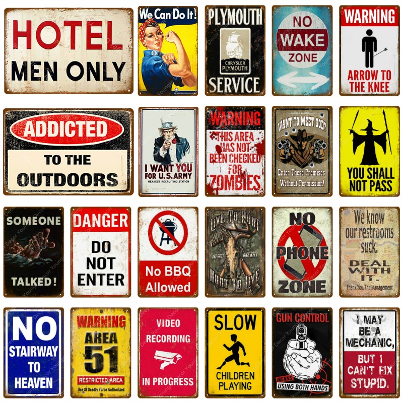 2024 No Wake Zone Metal Tin Signs Danger Do Not Enter Vintage Wall ...