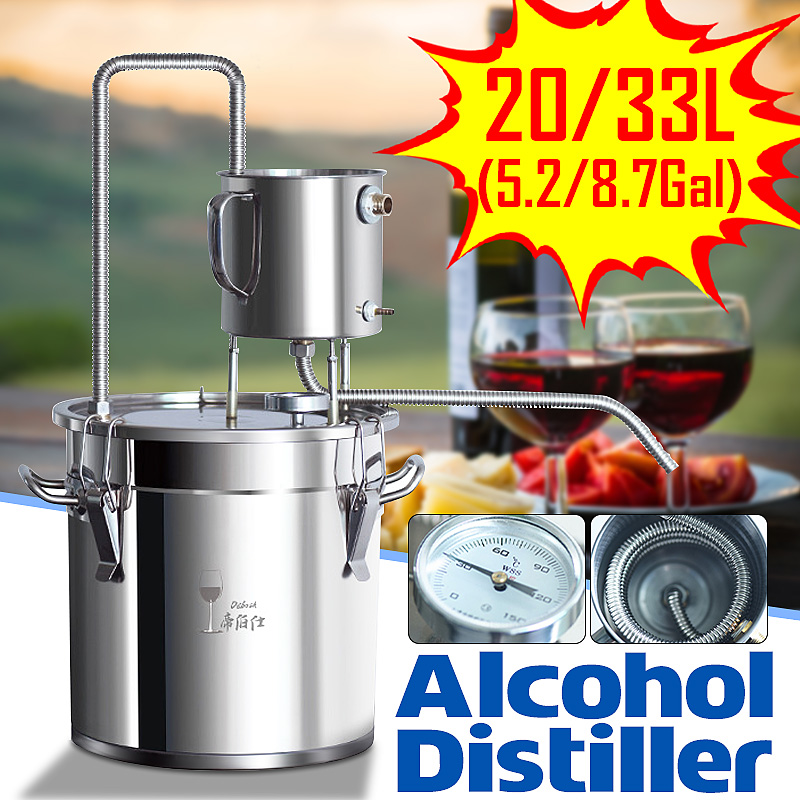 12/20/33/50L Home DIY Distiller Moonshine Alcohol Stainless Copper ...