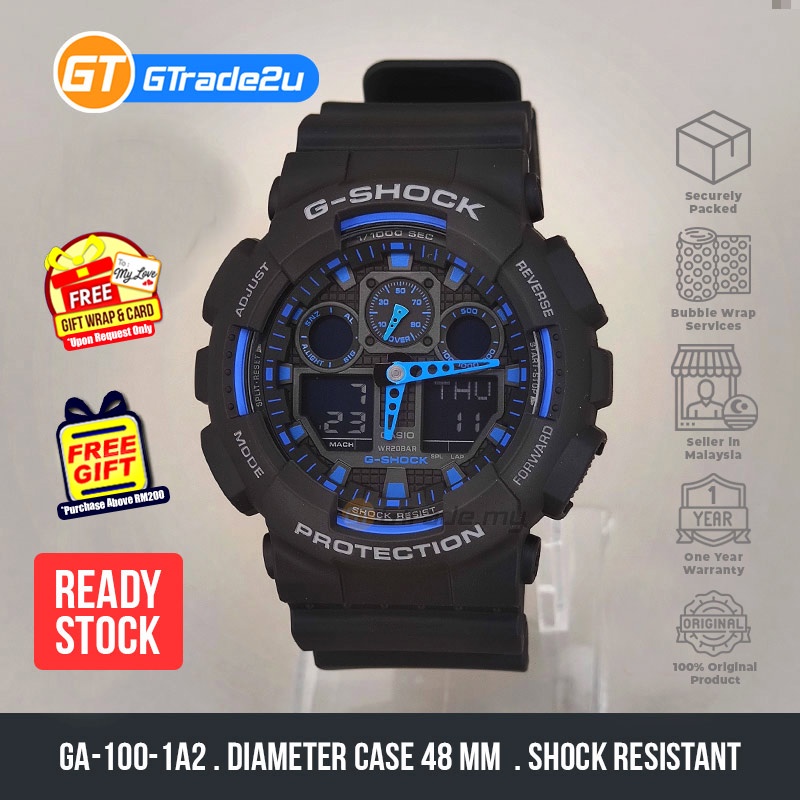 Original G Shock Men GA-100-1A2 GA100-1A2 Analog Digital GA100 Watch ...