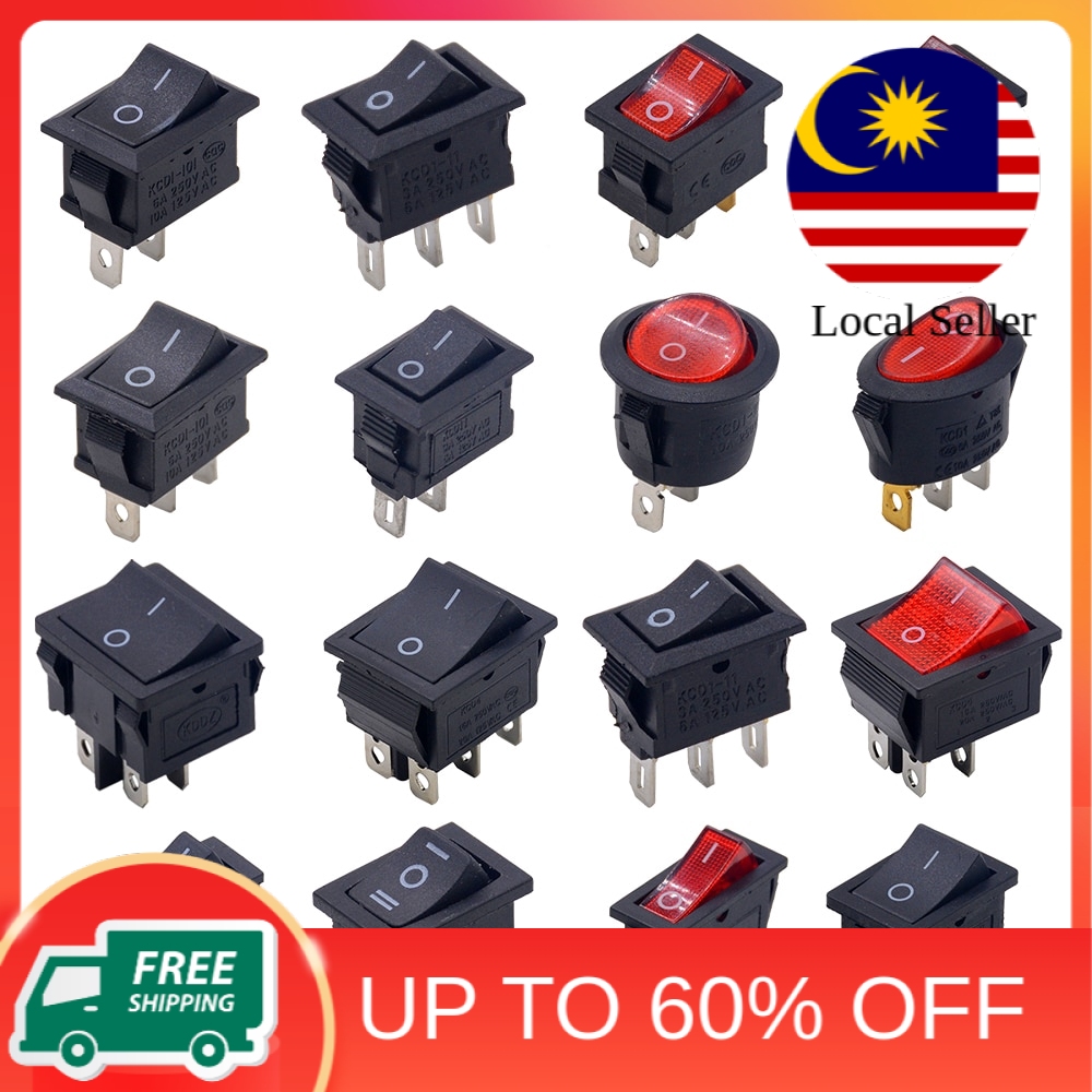 5pcs/lot SPST 2/3/4/6PIN ON/OFF Round/Square Rocker Switch Car Dash ...