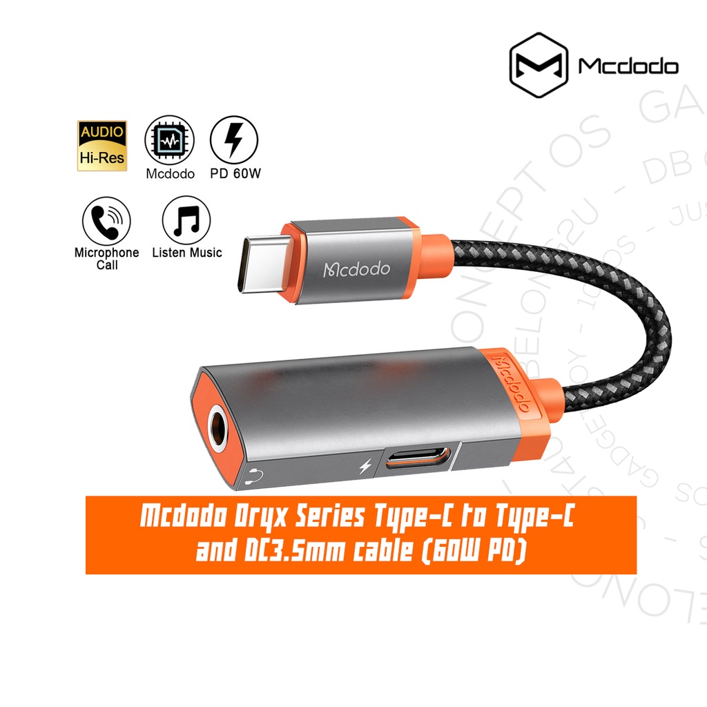 MCDODO ORYX SERIES TYPE-C TO TYPE-C AND DC3.5MM CABLE (60W PD) CA-0500 ...