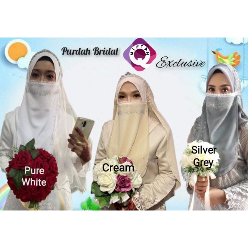 Customade Purdah Bridal Akad Nikah Purdah Lace 2 Layer Murah | Shopee ...
