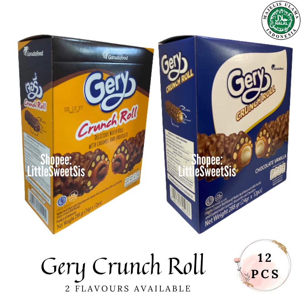 GERY CRUNCH ROLL CHOCOLATE VANILLA/ CHOCOLATE CARAMEL [12PKTS x 23G ...