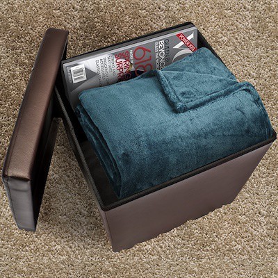 PU Leather Space Saving Storage Stool Storage Box Ottoman Cube Stool ...