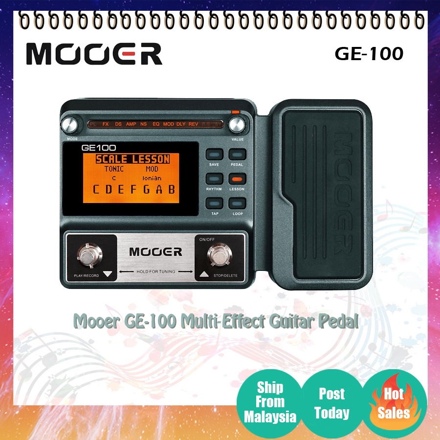 Mooer GE100 Multi-Effects Guitar Pedal With UK Adapter | Shopee Malaysia