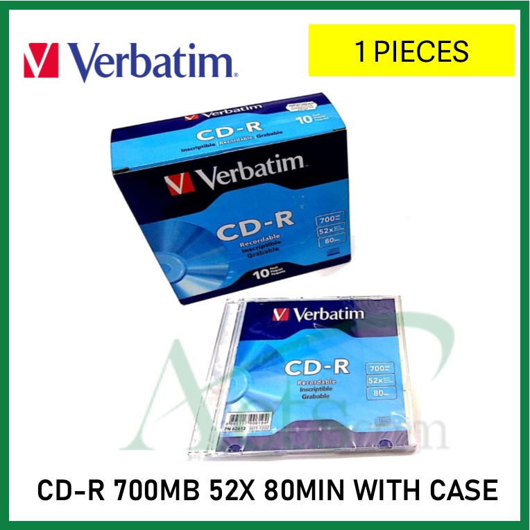 VERBATIM CD-R / CD DISK / DISK [ 700MB 52X 80MIN ] WITH SLIM PLASTIC ...