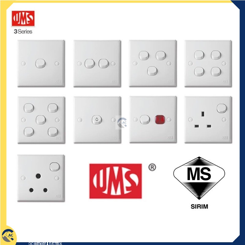 UMS 3 SERIES SWITCHES (SIRIM APPROVAL) SWITCH LAMPU | PLUG | 1 GANG 1 ...