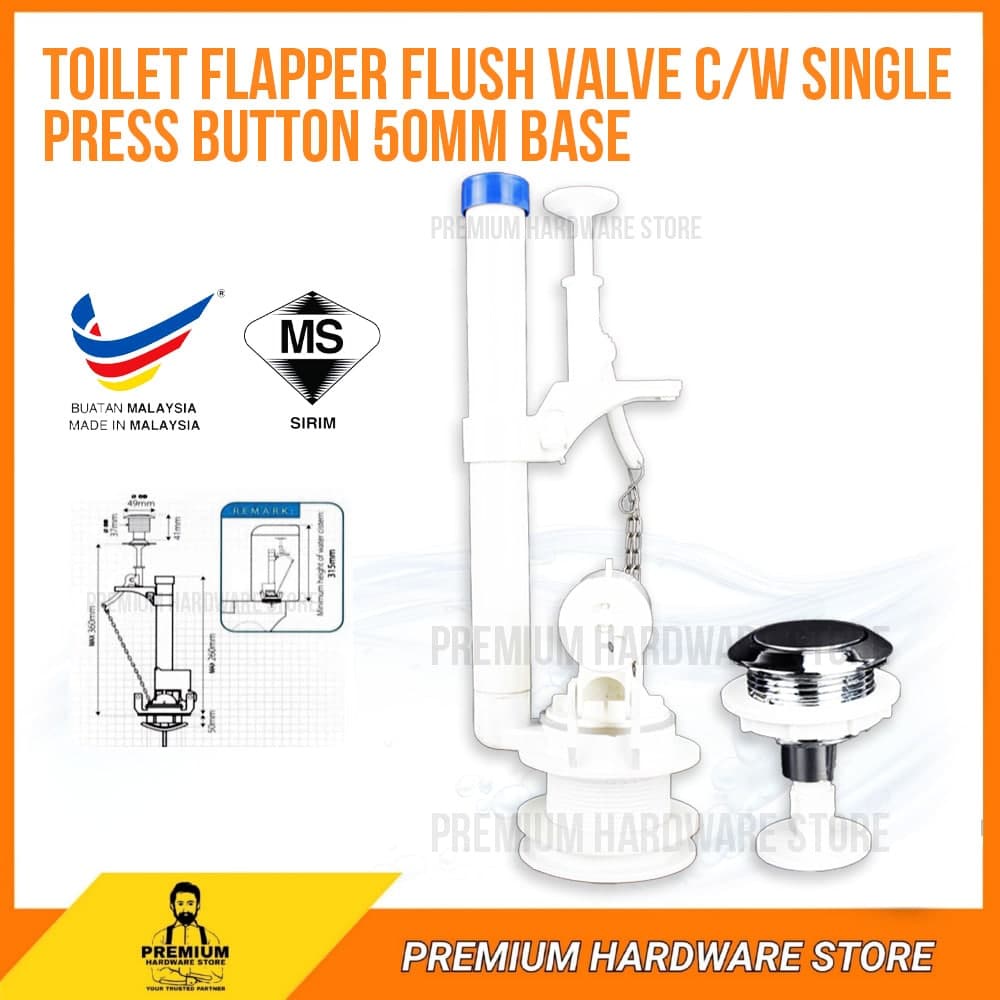 FLAPPER FLUSH VALVE COMPLETE WITH SINGLE PRESS BUTTON GDA2003SF ...