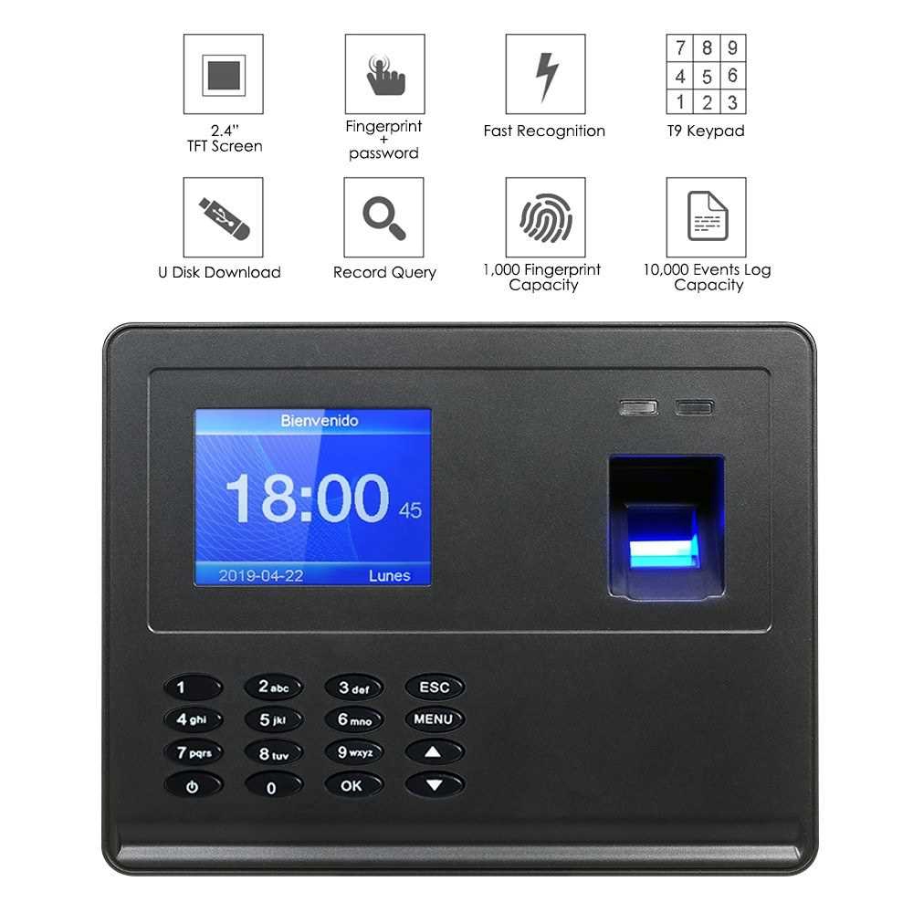 Biometric Fingerprint Attendance Machine 2.8 TFT LCD Display USB ...
