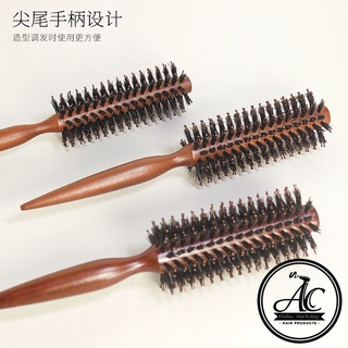 Wooden Rolling Comb Hair Brush Hair Comb Anti-Static Round Comb Blower ...