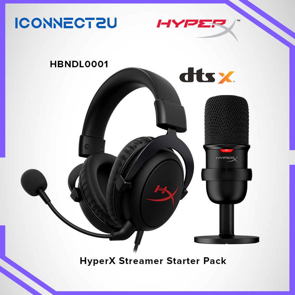 Hyper X Hyper X Cloud Core Gaming Headset & HyperX SoloCast USB Microphone Streamer Starter Pack ...