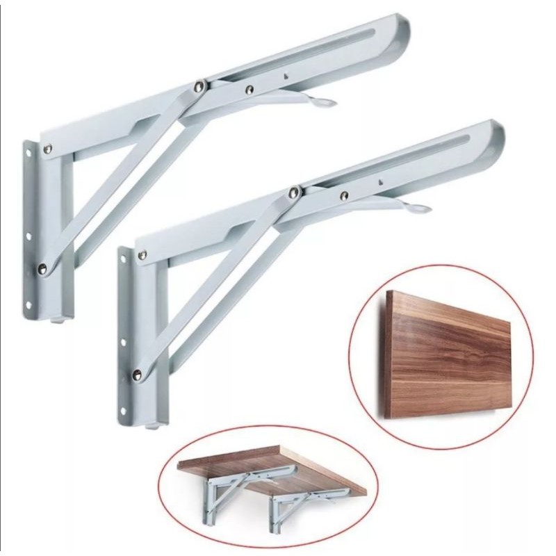 2pcs Folding Angle Bracket 12/14 Inch Triangle Shelf Heavy Support ...
