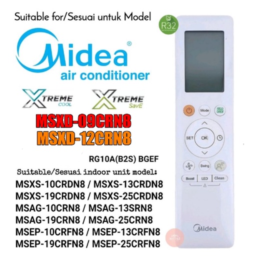 Midea Aircond Inverter/Non Inverter Remote Controls 1.0HP 1.5HP 2.0HP ...
