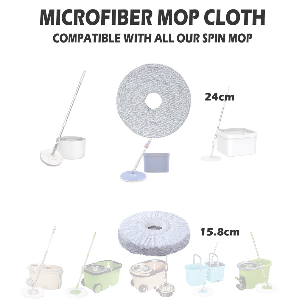 Universal Fitting Spin Mop Microfiber Mop Head Mop Cloth Pad Universal ...