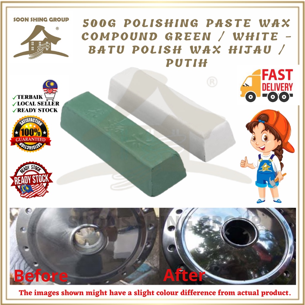 Grade AA 500g Polishing Paste Wax Compound GREEN / WHITE / BATU POLISH ...