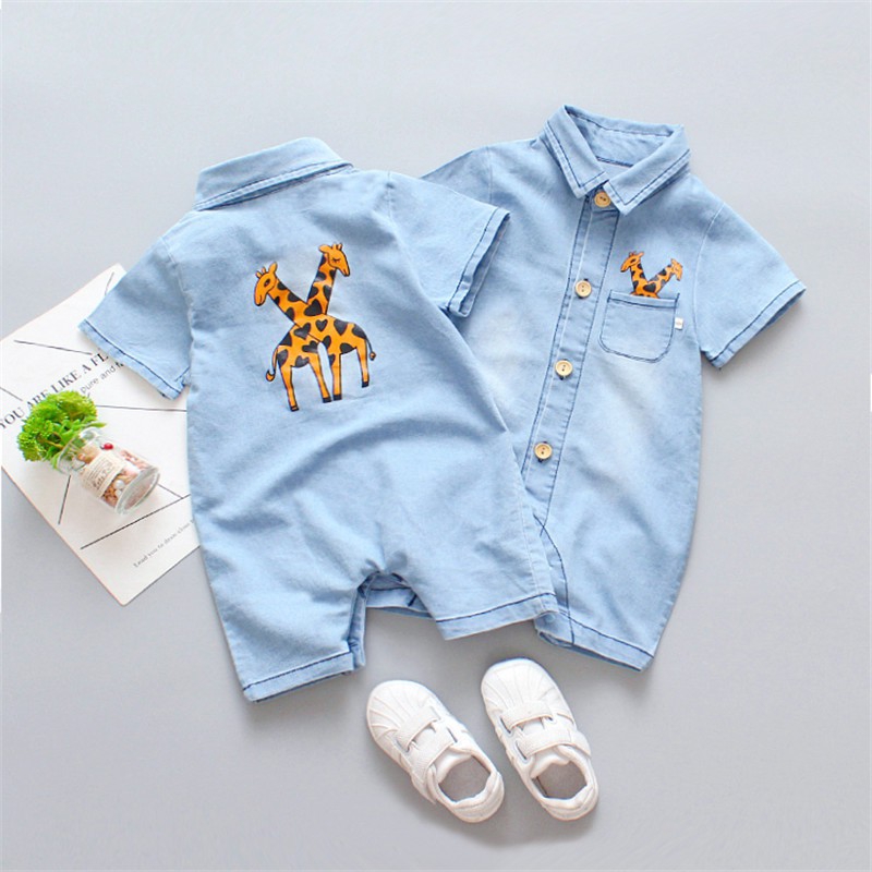 Baju baby boys girls rompers newborn baby clothing denim short sleeves ...