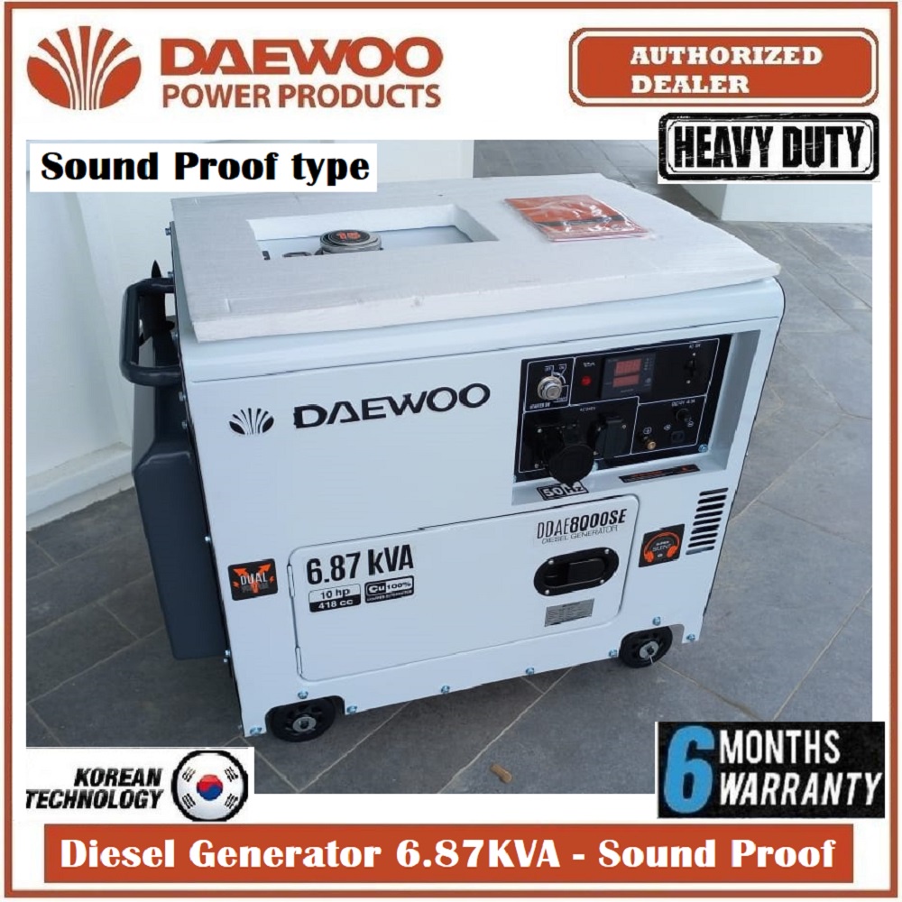 DAEWOO 5.2KW/5200Watt Diesel Sound Proof Generator DDAE8000SE - Heavy ...