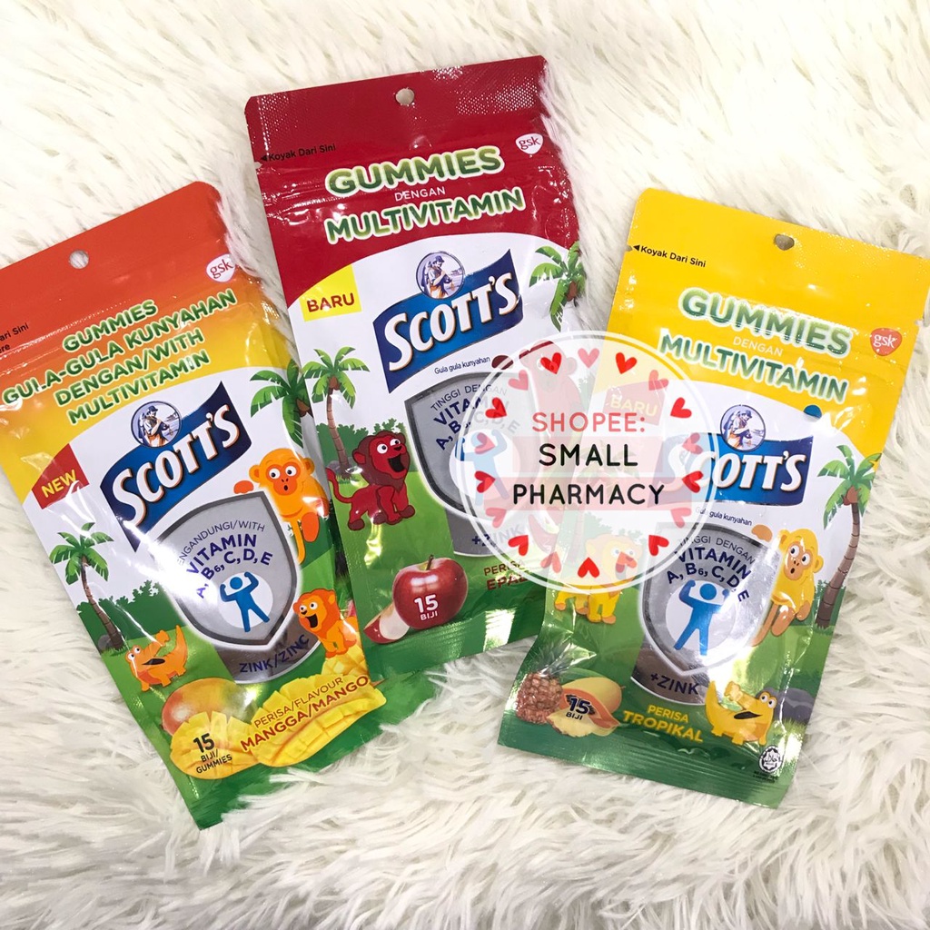 Scott's Multivitamin Gummies Apple / Tropikal / Mango 15s vitamin A, B ...