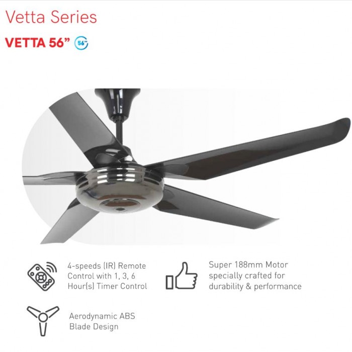 Rubine Vetta Ceiling Fan (2 x 56") [Free OSUKI Drawer] RCF-VETTA56-5B | Shopee Malaysia