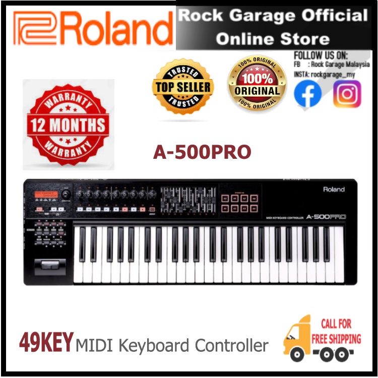Roland A-500PRO - 49 Keys MIDI Keyboard Controller with USB Cable (A500 ...