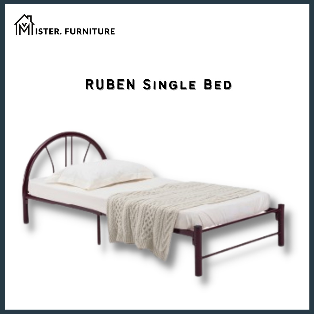 RUBEN Metal Single Bed Frame Single Metal Bed Single Bedframe Katil ...