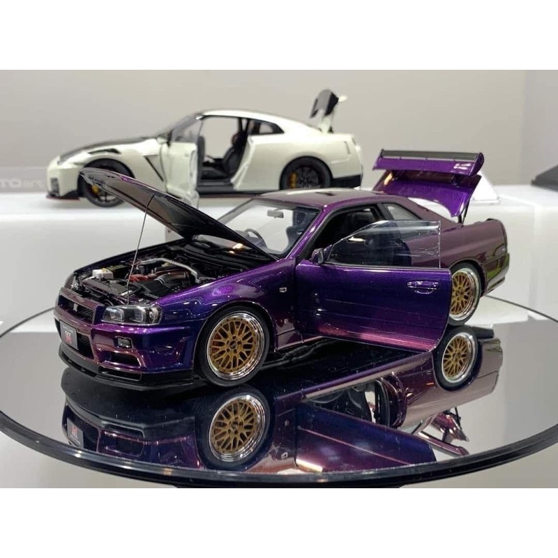 Autoart 77403 1/18 Scale NISSAN SKYLINE GT-R (R34) V-SPEC II W/ BBS LM WHEELS (MIDNIGHT PURPLE ...