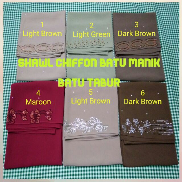 Shawl Chiffon Manik Batu Tabur | Shopee Malaysia