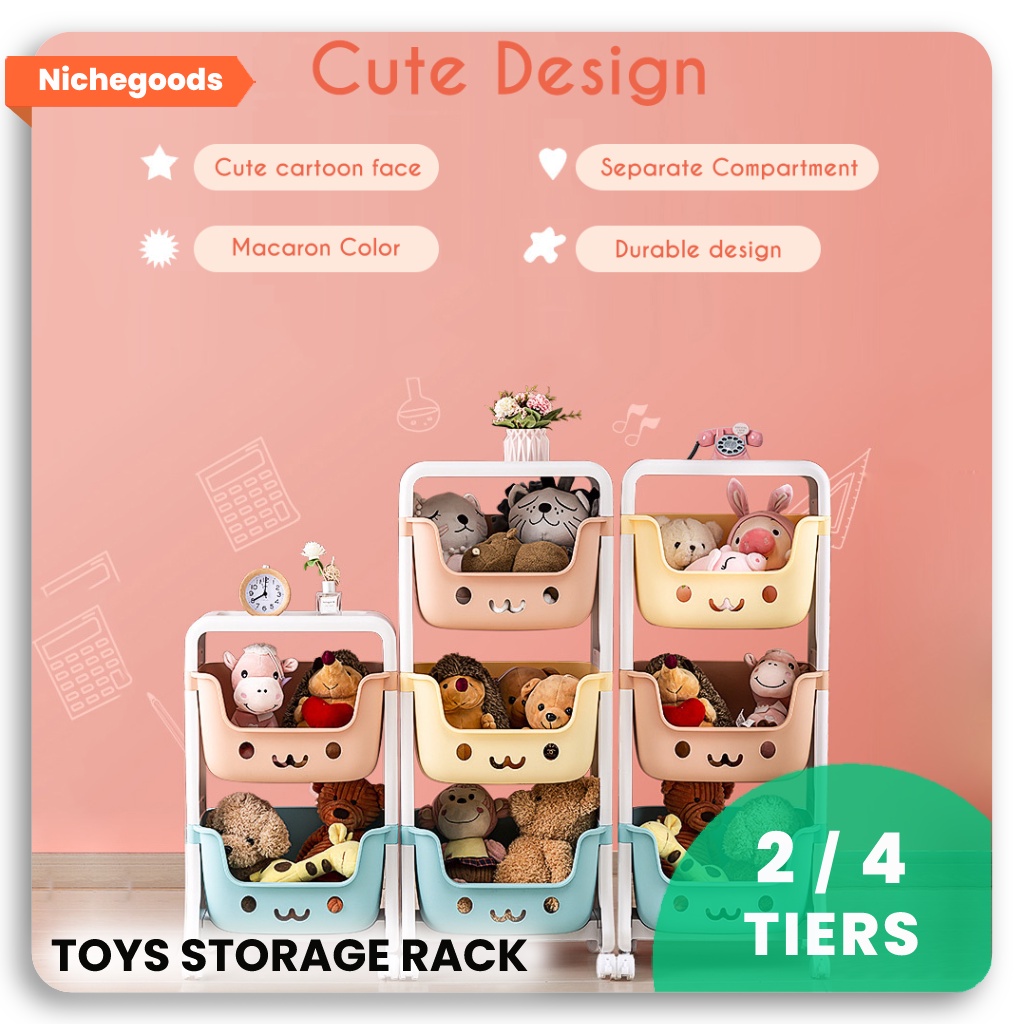 Nichegoods 玩具收纳柜子 2 / 4 Tiers Toys Storage Rack Multilayer Organizer ...