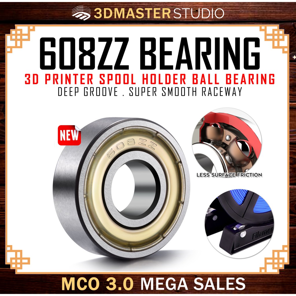 608ZZ Single Raceway Ball Bearing - Best for 3D Printer Filament Spool ...
