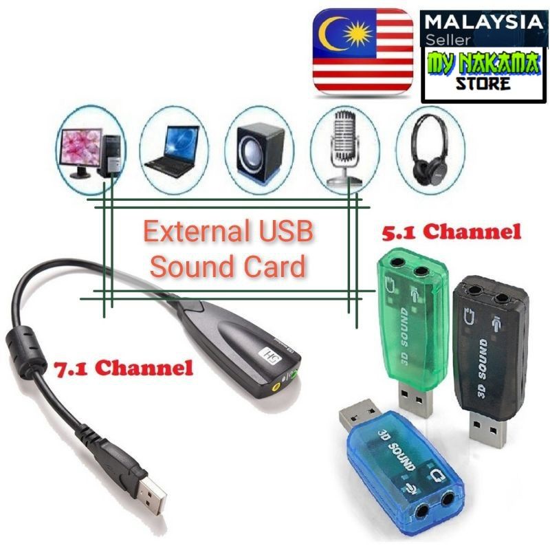 3D Sound External USB Sound Card Adapter 5.1 / 7.1 Channel USB To 3.5mm ...