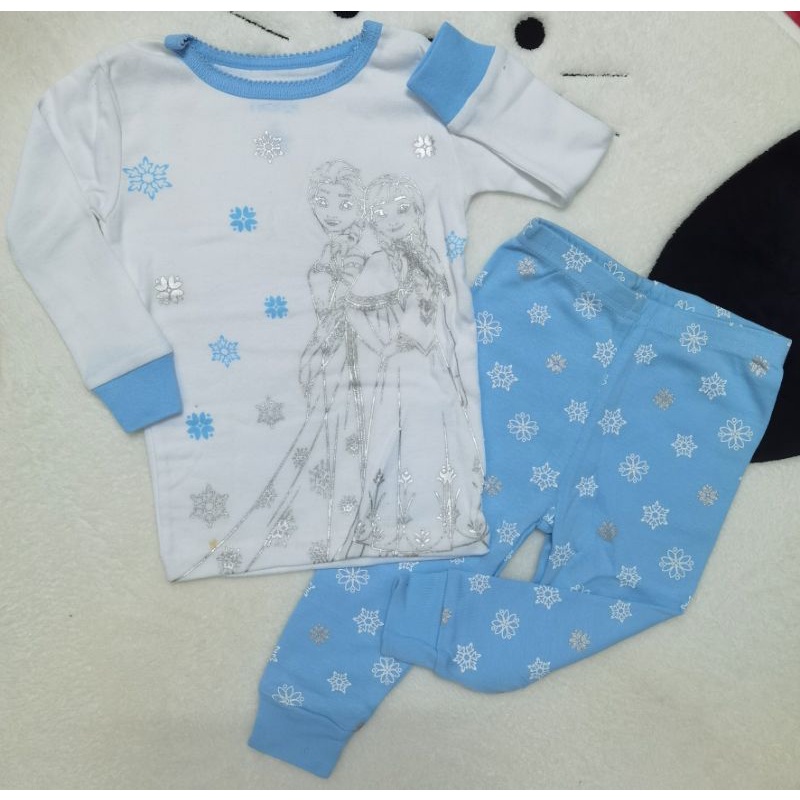 Disney Frozen Elsa & Anna Baby Pyjamas Set (White Blue) | Shopee Malaysia