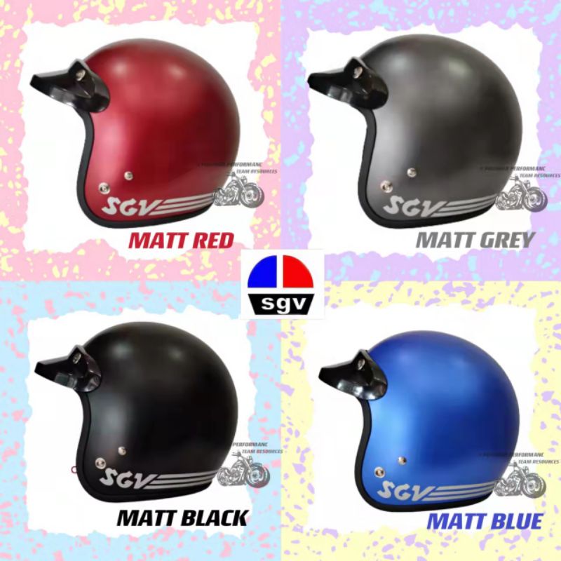 SGV MATT COLOUR HELMET +BOGO VISOR / + BIKKO IRIDIUM VISOR / + BIKKO ...