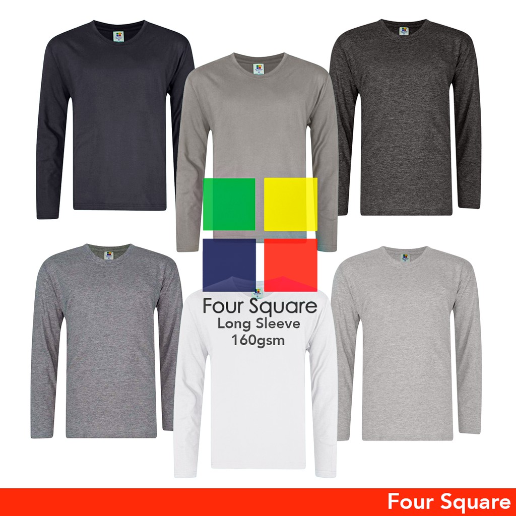 FOURSQUARE Long Sleeve Round Neck Cotton / Baju Lengan Panjang Kolar ...
