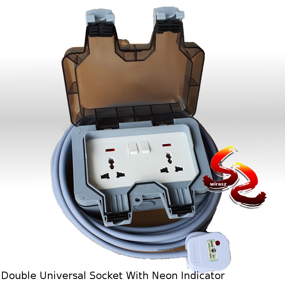 IP66 Weatherproof NEON Double UNIVERSAL Trailing Extension Wire Switch ...