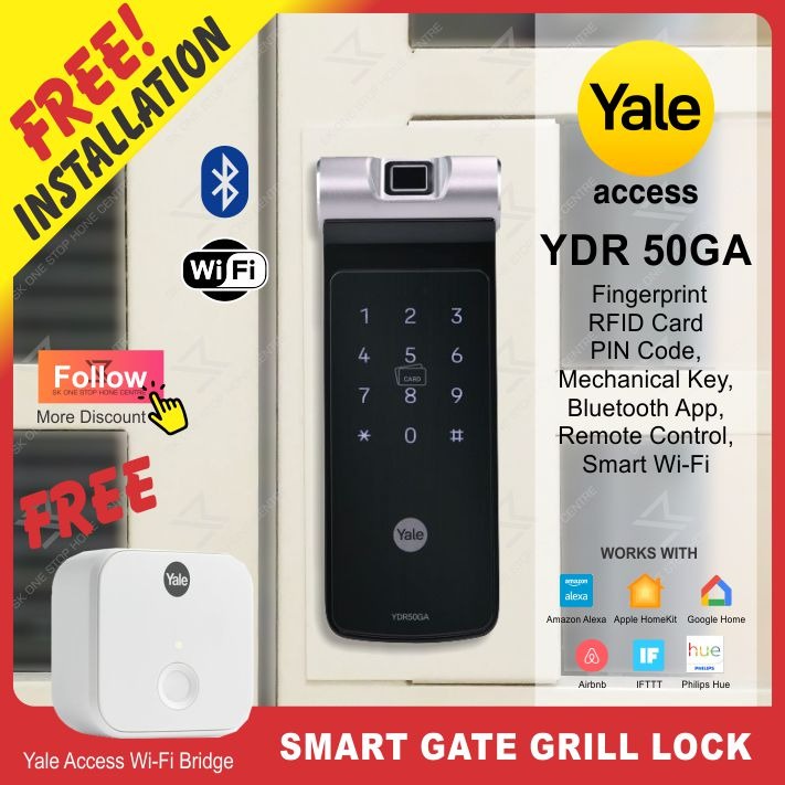 YALE YDR 50-GA 6 in 1 Grill (Gate) Fingerprint Digital Door Lock ...