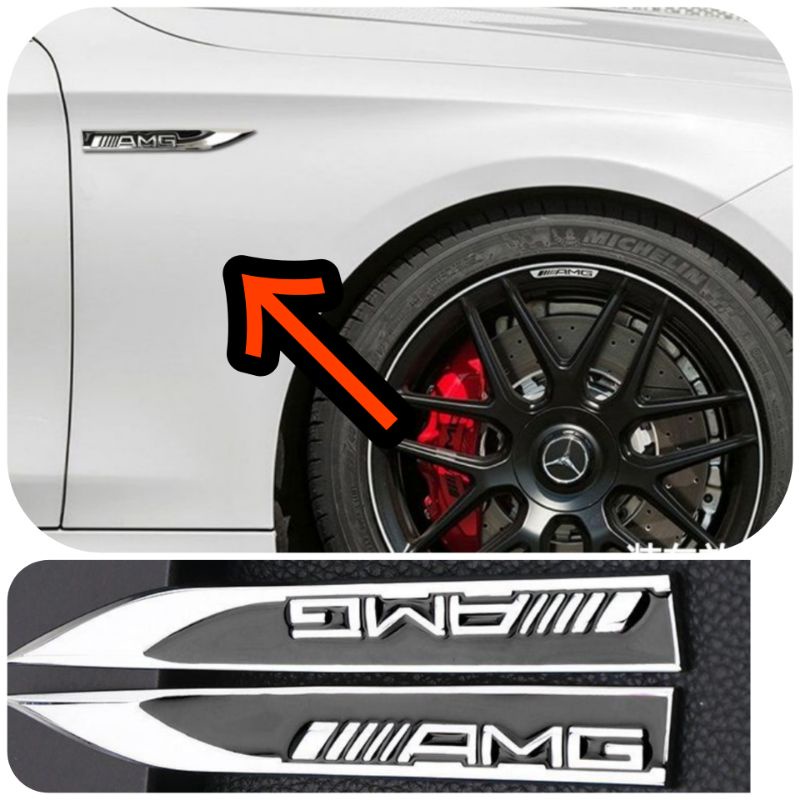 2 X AMG Carbody Side Blade Emblem Graphics Sticker Decal Logo For ...