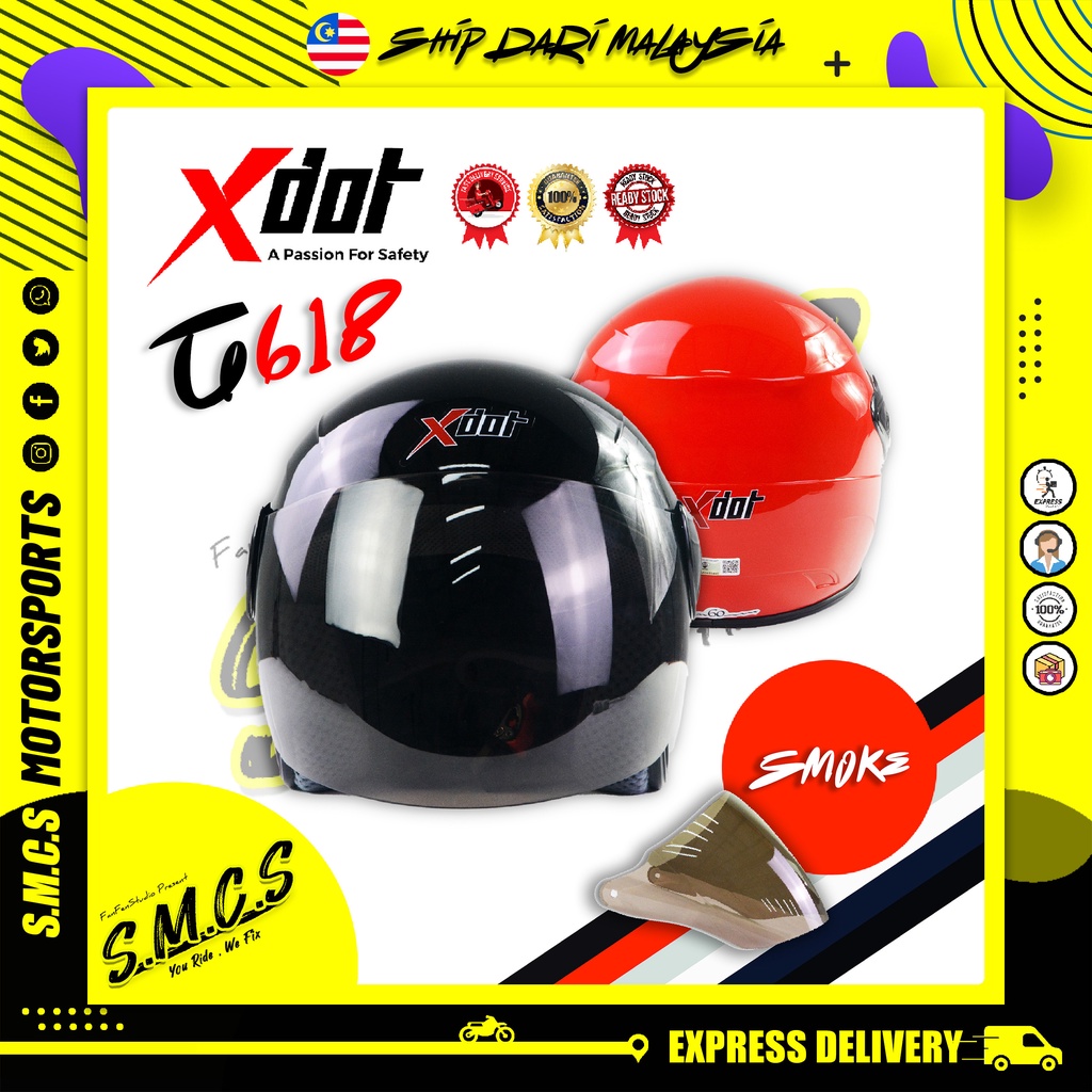 XDOT G618 Helmet [𝗡𝗘𝗪] Siap Smoke Visor [𝟭𝟬𝟬%𝗢𝗥𝗜𝗚𝗜𝗡𝗔𝗟] G618N X-DOT ...
