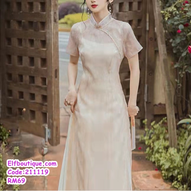 READY STOCK Woman Short Sleeve Chinese Neck Collar High Class Elegant ...