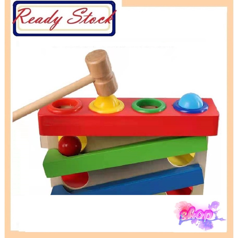 Pounding Bench Knock Wooden Ball Toys For Kids Baby Early Learning Toy ...