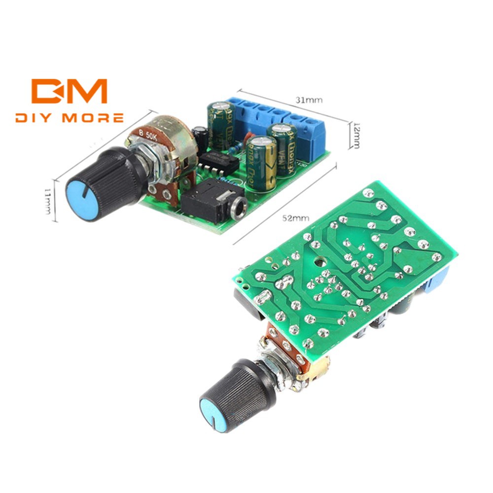 DIYMORE DC 1.8-12V TDA2822M 2.0 Channel Stereo Mini AUX Audio Amplifier ...