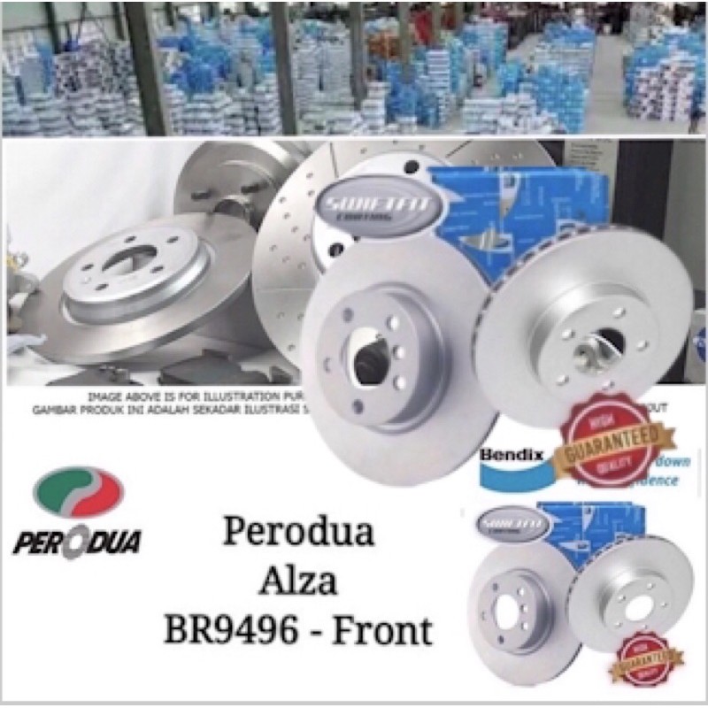 Original Bendix Swiftfit BR9496 Front Disc Rotor - Perodua Alza (2pcs ...